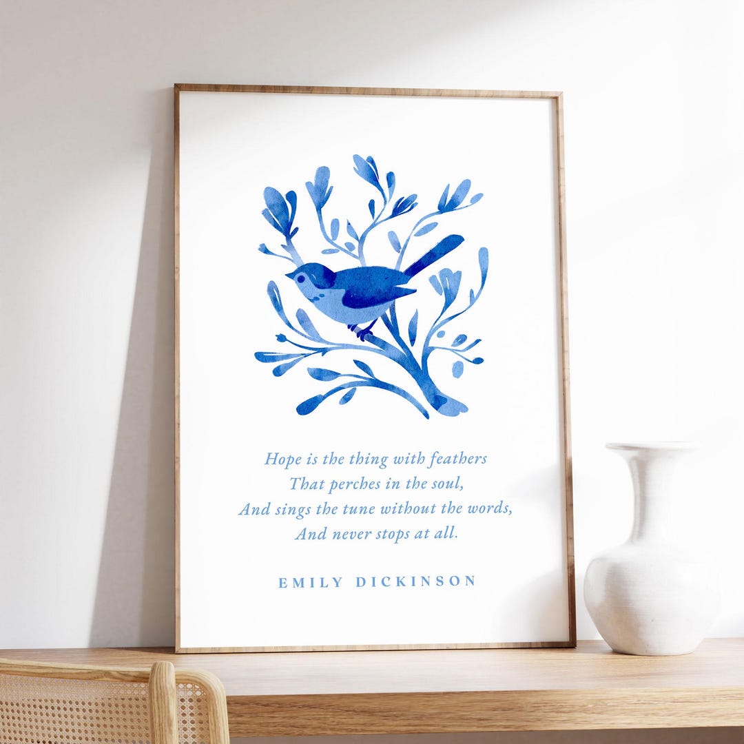 Emily Dickinson Poem Print, Hope is the Thing With Feathers, Emily ...