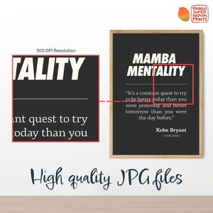 Kobe Bryant Poster, Mamba Mentality Wall Art, Basketball Quotes, Bet on ...