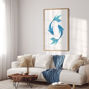 Koi Fish Color Art, Wall Art Koi Fish, Large Painting, Instant Digital ...