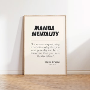 Kobe Bryant Poster, Mamba Mentality Wall Art, Basketball Quotes, Bet on ...