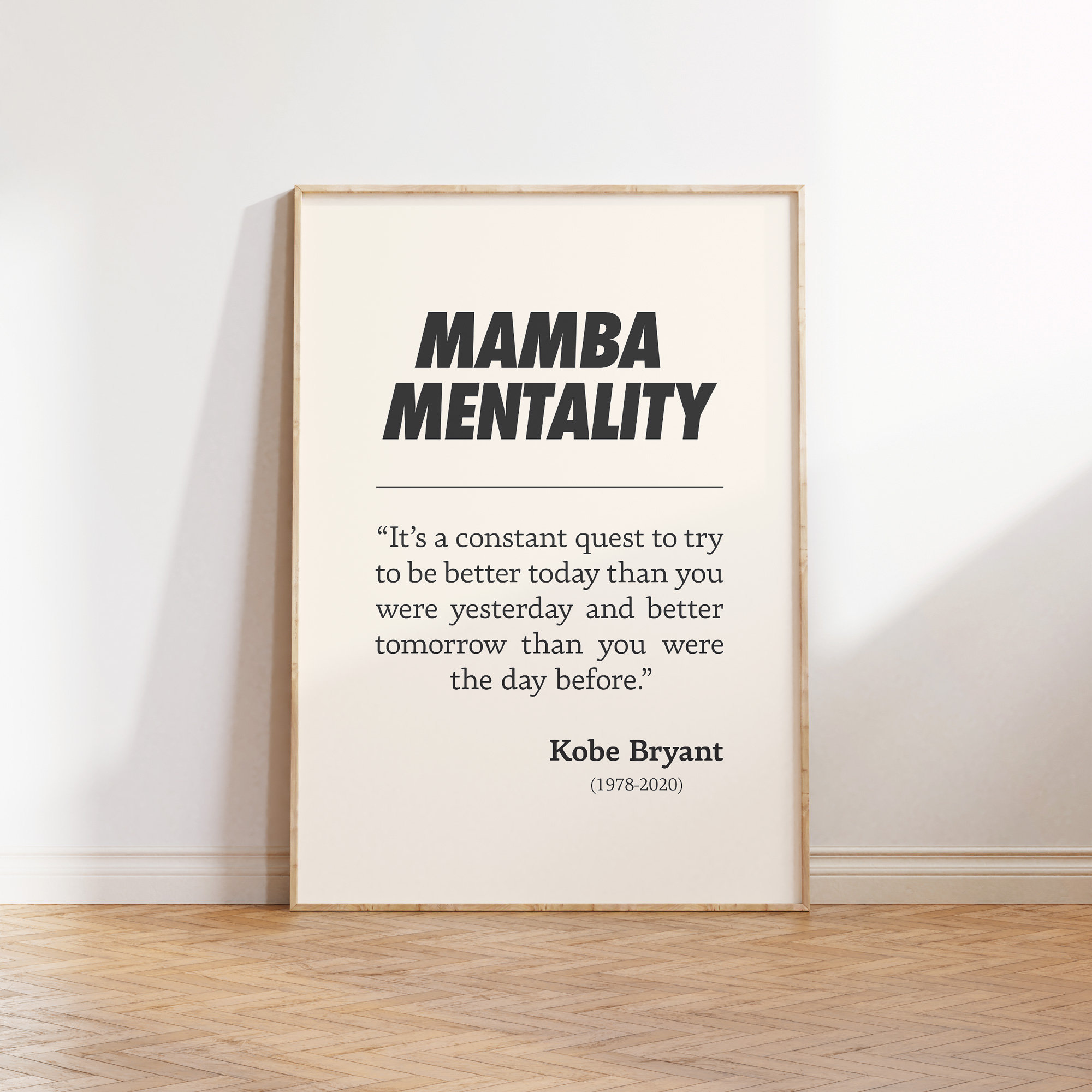 Kobe Bryant Poster, Mamba Mentality Wall Art, Basketball Quotes, Bet on ...