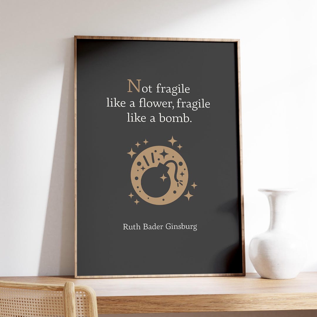 Fragile Like A Bomb Poster, Ruth Bader Ginsburg Quote Print, Fragile ...