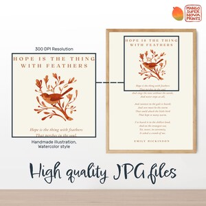Emily Dickinson Poem Print, Hope is the Thing With Feathers, Emily ...