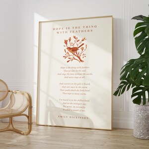 Emily Dickinson Poem Print, Hope is the Thing With Feathers, Emily ...