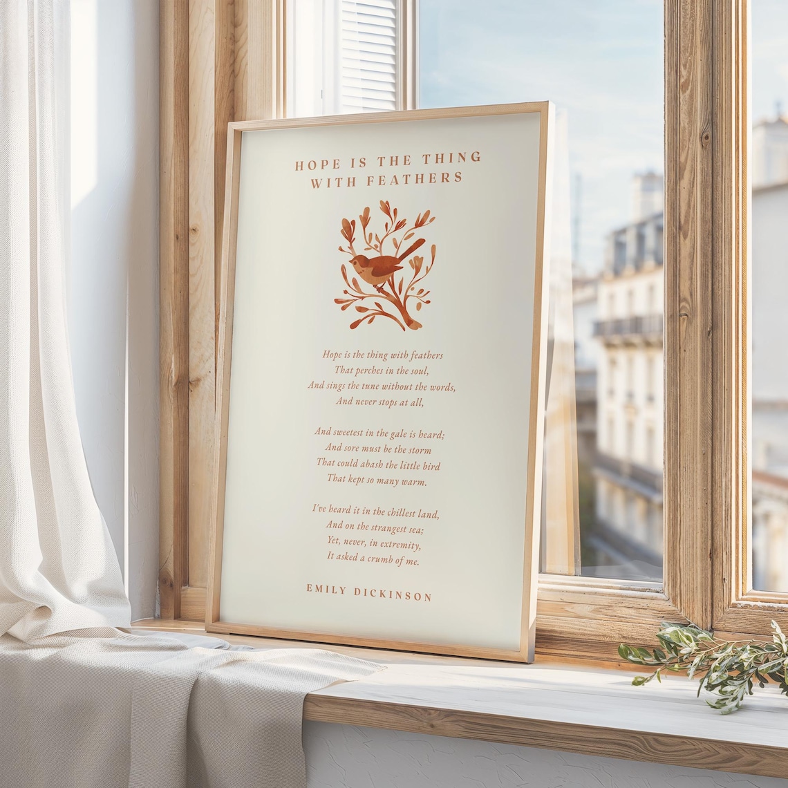 Emily Dickinson Poem Print, Hope is the Thing With Feathers, Emily ...
