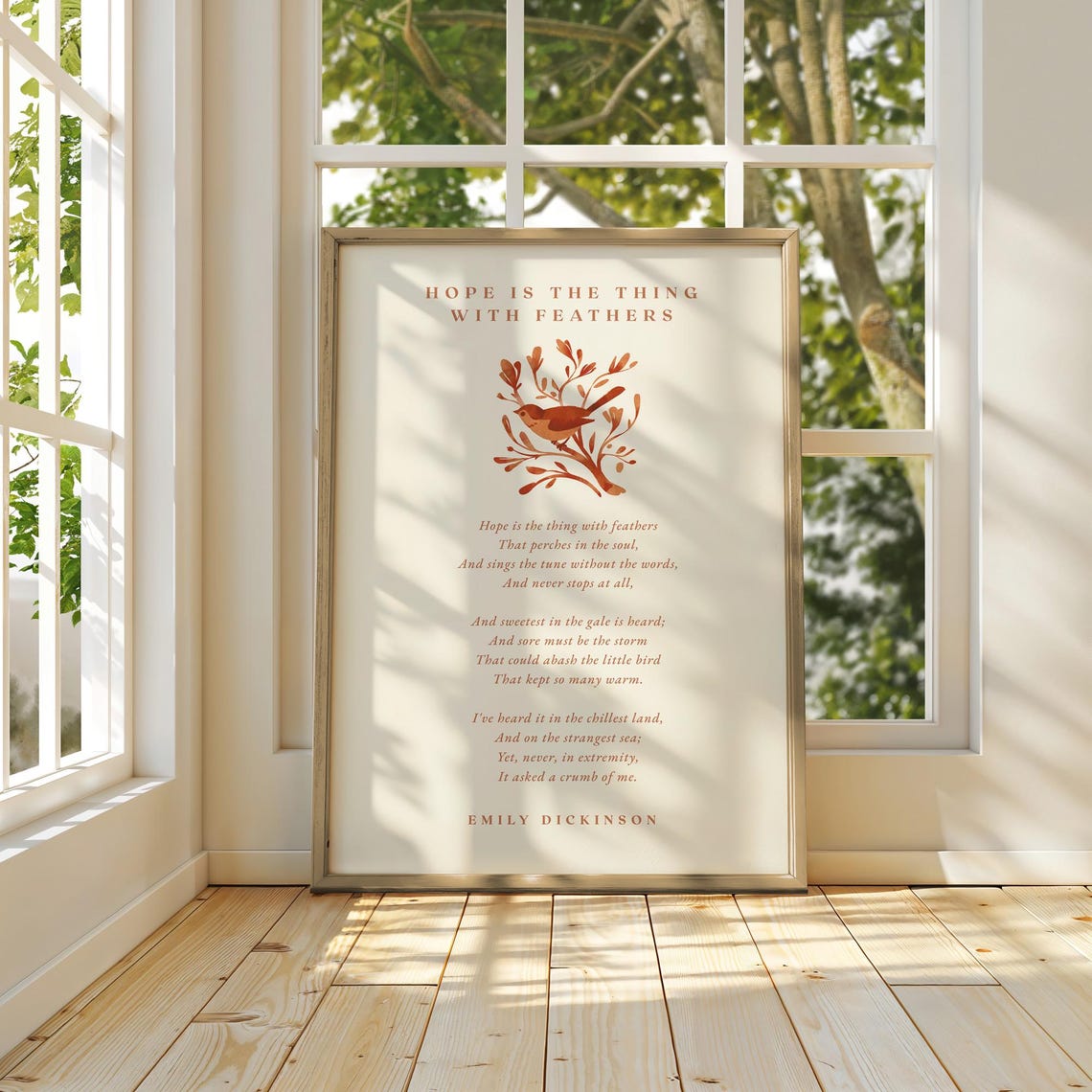 Emily Dickinson Poem Print, Hope is the Thing With Feathers, Emily ...