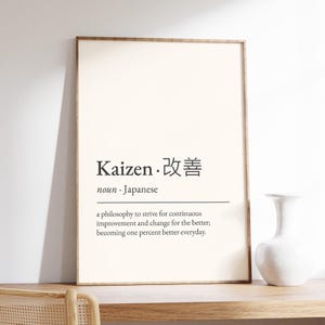 Kaizen Definition Print, Dictionary Poster, Inspirational Quote, Japanese Decor, Minimalist ...