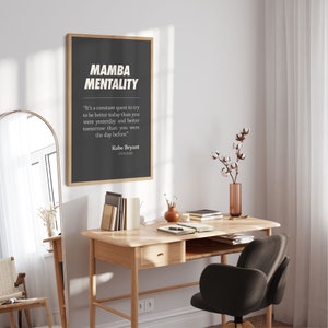 Kobe Bryant Poster, Mamba Mentality Wall Art, Basketball Quotes, Bet on ...