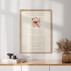 Emily Dickinson Poem Print, Hope is the Thing With Feathers, Emily ...