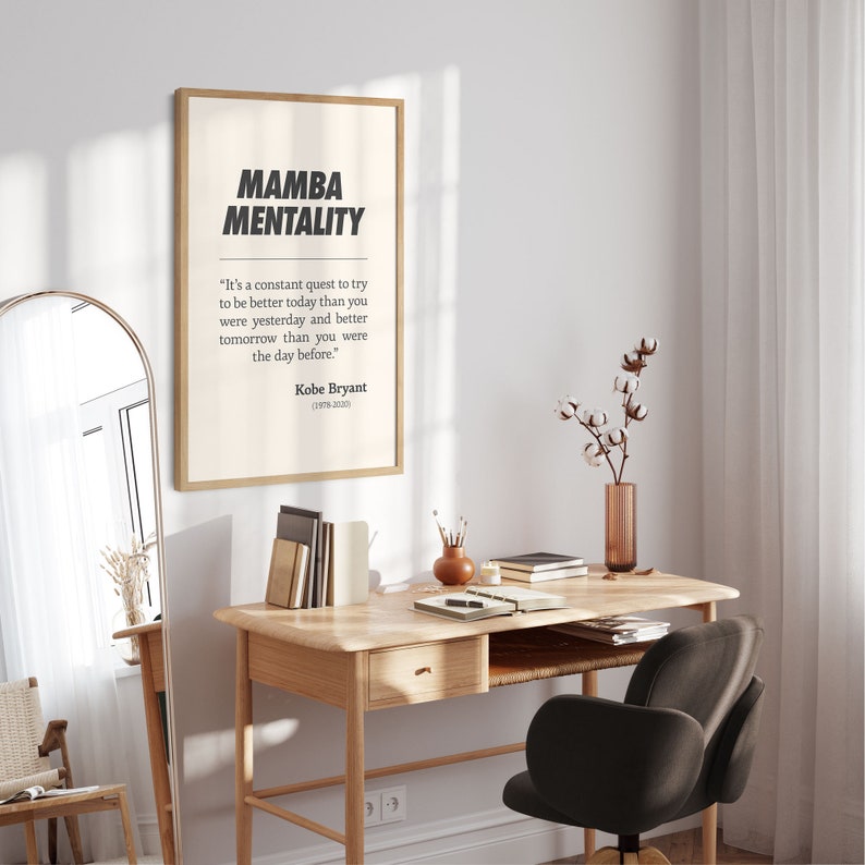 Kobe Bryant Poster, Mamba Mentality Wall Art, Basketball Quotes, Bet on ...