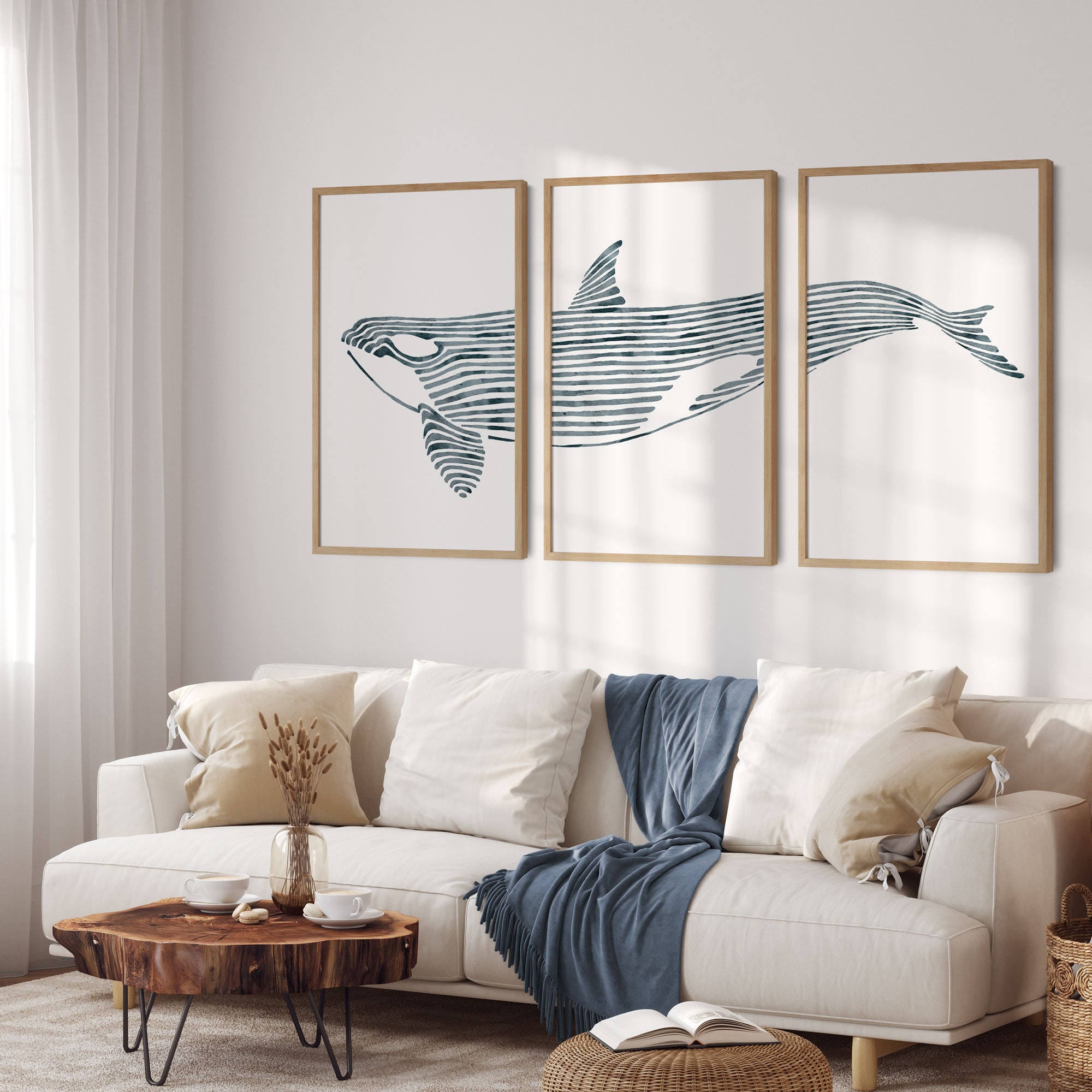 3 Piece Orca Whale Art, Set of 3, Orca Wall Art, Coastal Wall Art ...