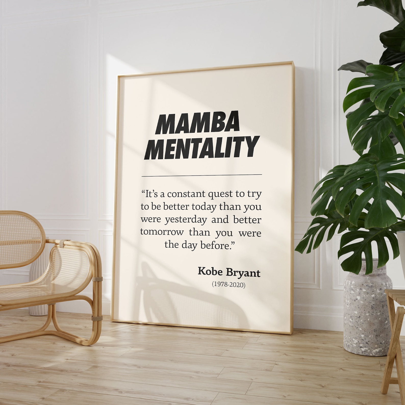 Kobe Bryant Poster, Mamba Mentality Wall Art, Basketball Quotes, Bet on ...