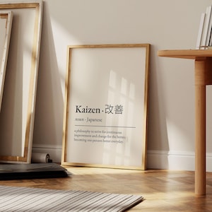 Kaizen Definition Print, Dictionary Poster, Inspirational Quote ...