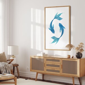 Koi Fish Color Art, Wall Art Koi Fish, Large Painting, Instant Digital ...