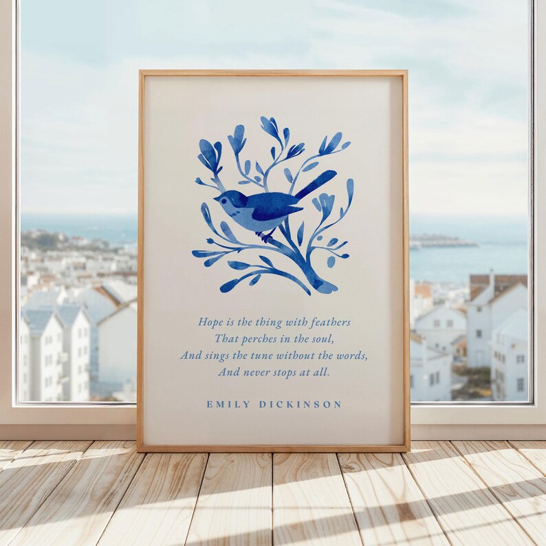 Emily Dickinson Poem Print, Hope is the Thing With Feathers, Emily ...