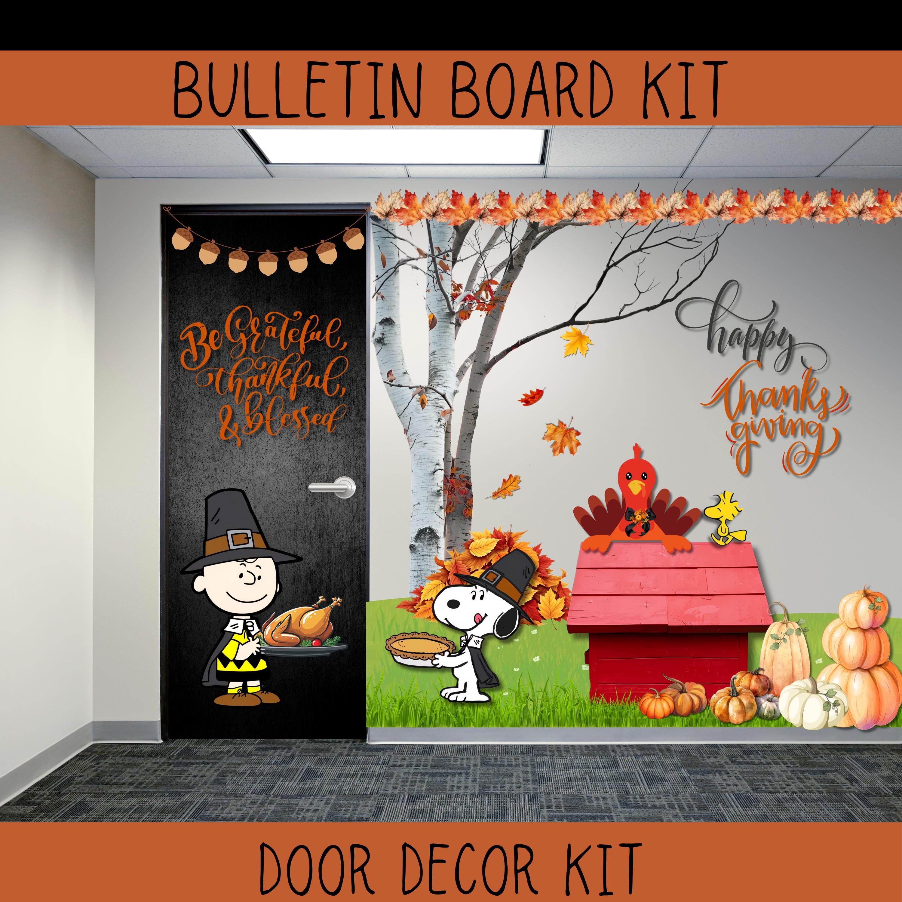 Thanksgiving Charlie Bulletin Board Kit: Charlie Brown Snoopy Classroom ...