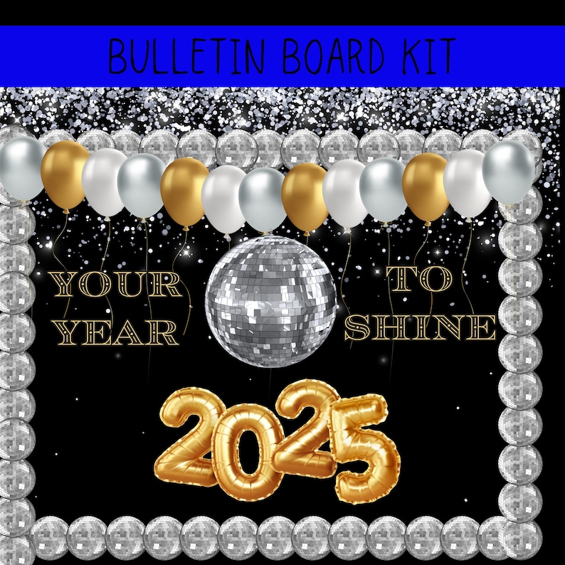 2025 New Year Disco Ball Bulletin Board Kit: Student Photo Activity ...