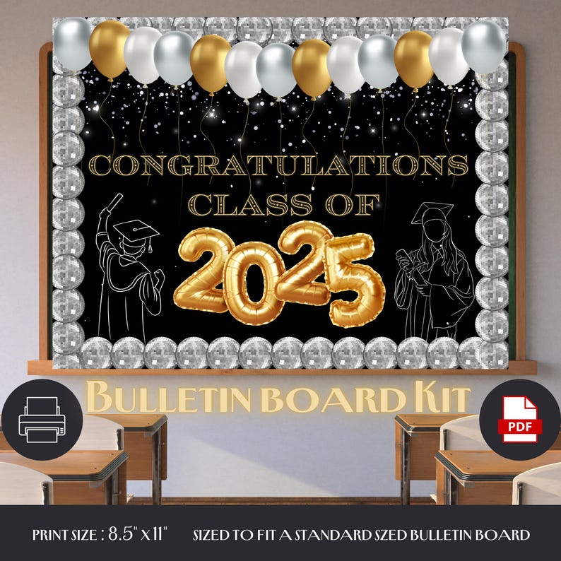 2025 Graduation Bulletin Board Kit: Disco Ball Decor (digital Download ...