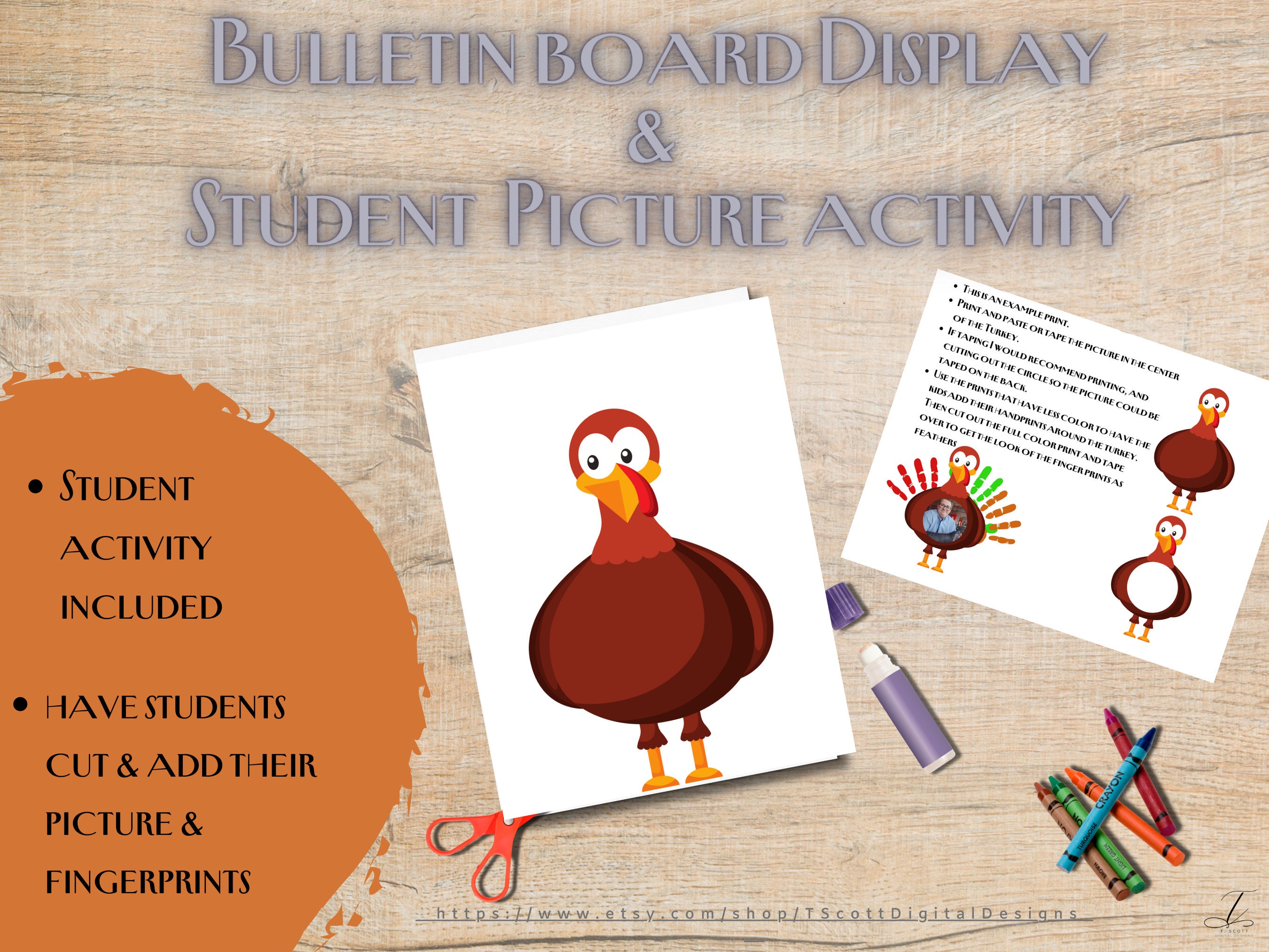 Fall Thanksgiving Bulletin Board Kit: Turkey Student Photo Activity ...