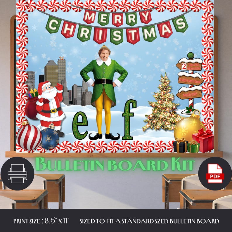 Santa I Know Him Christmas Bulletin Board Kit: Buddy Elf Classroom ...