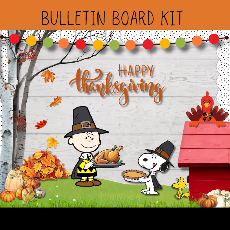 Thanksgiving Charlie Bulletin Board Kit: Charlie Brown Snoopy Classroom ...