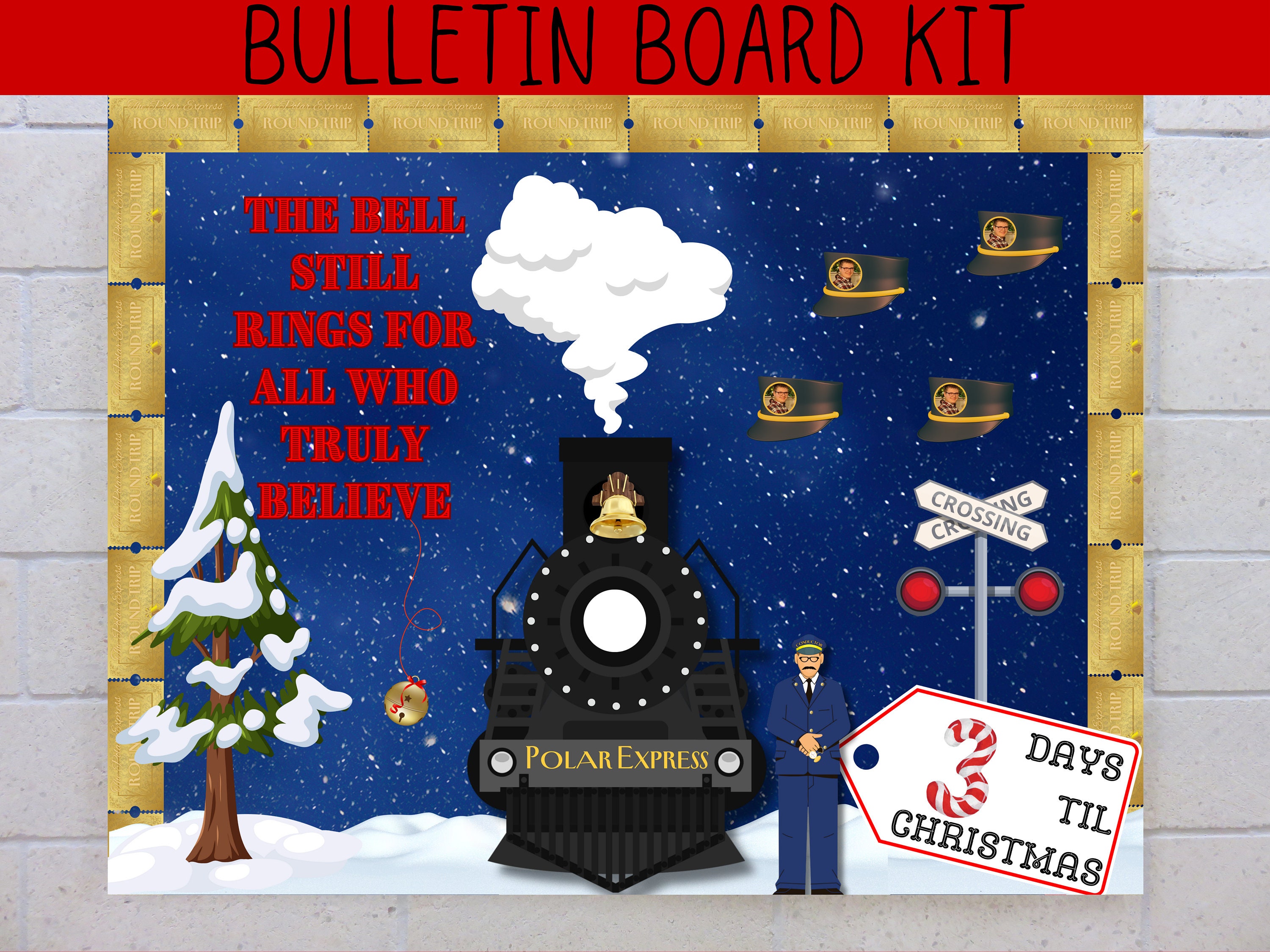 Bulletin Board Kit | Christmas Board | Jingle Bell | Train Hat Student ...