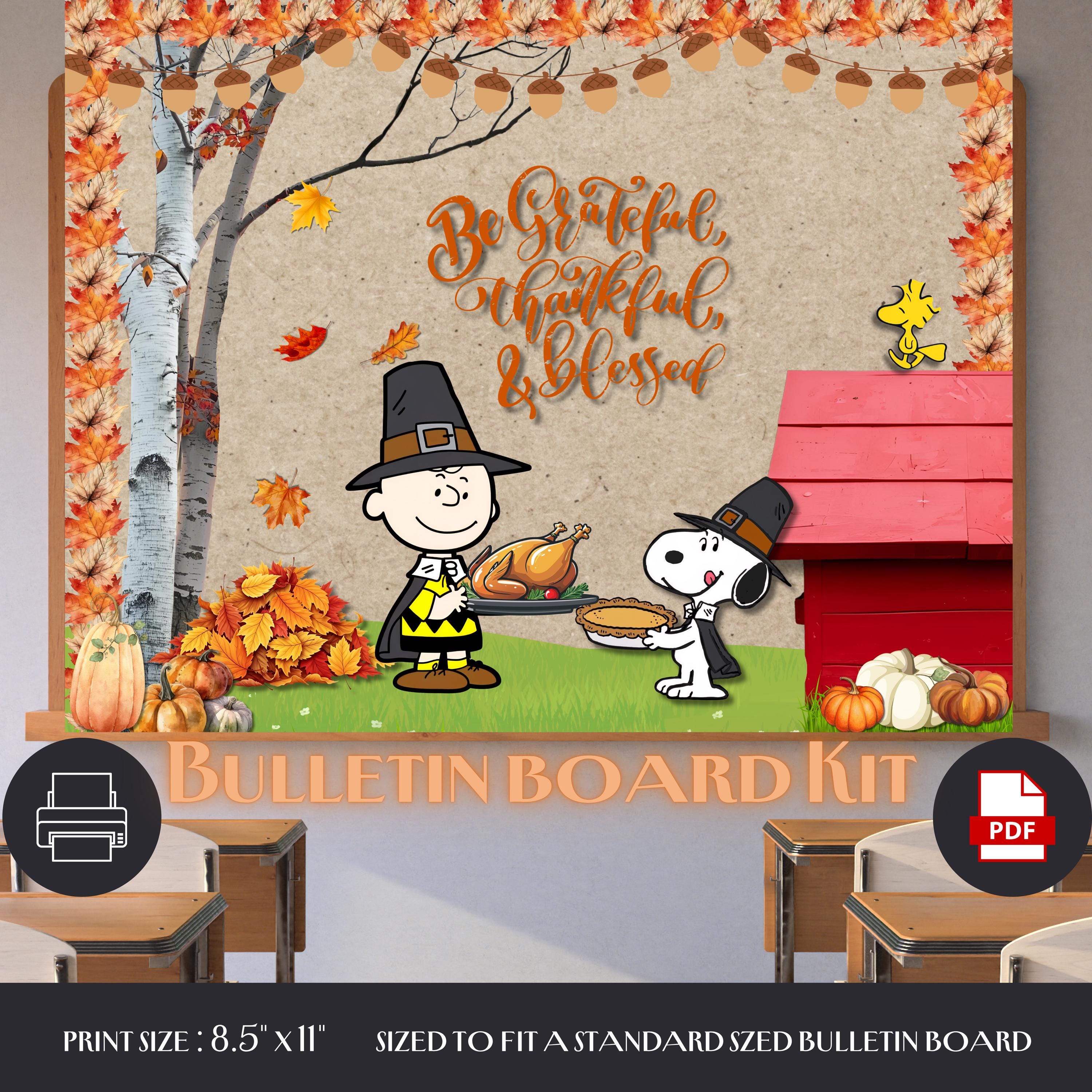 Thanksgiving Charlie Bulletin Board Kit: Charlie Brown Snoopy Classroom ...