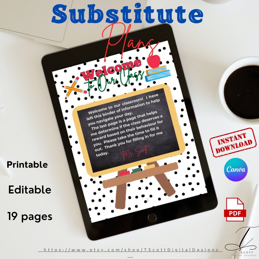 Editable Substitute Teacher Binder Template (digital Download) - Etsy