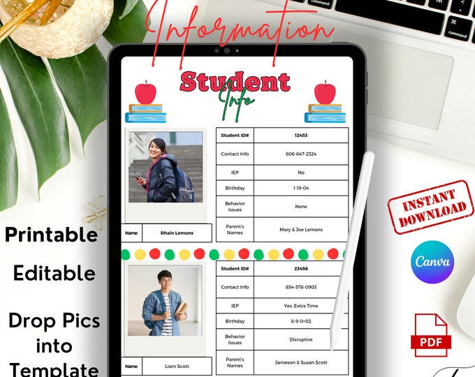 Student Information Sheet, Instant Download - Etsy Canada