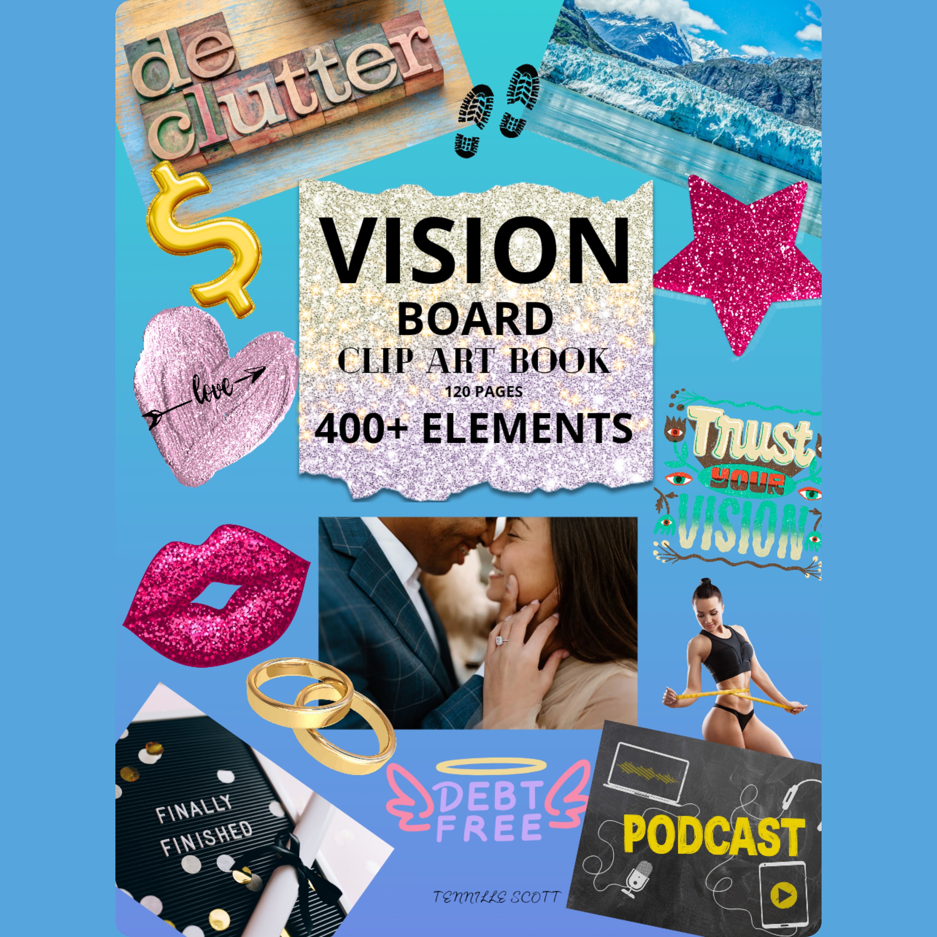 Vision Board Kit 2024 New Year Goals Printable Vision Board 400 Clip