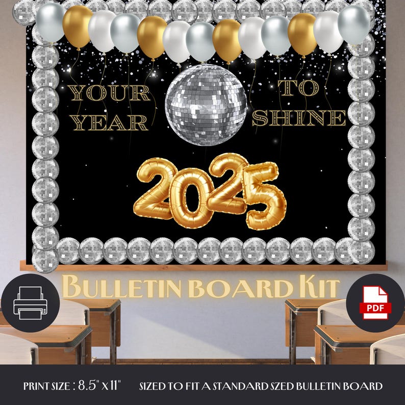 2025 New Year Disco Ball Bulletin Board Kit: Student Photo Activity ...