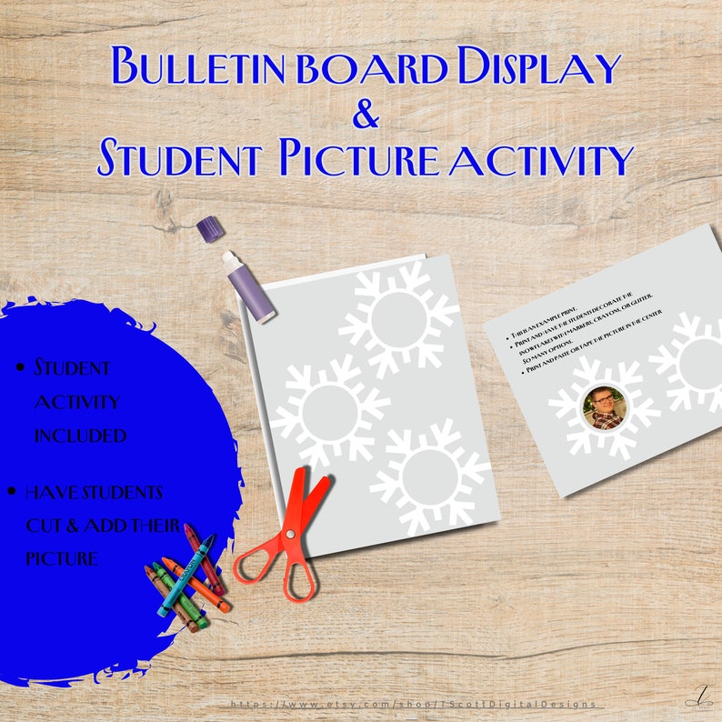 Bulletin Board Kit Student Photo Activity Door Cubicle Decor Snowflake ...