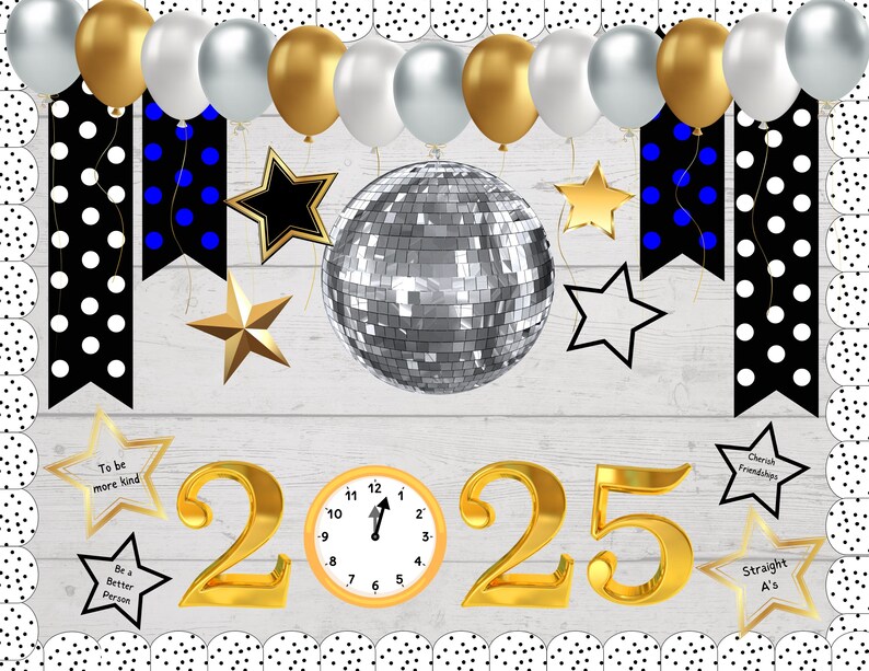 2025 New Year Disco Ball Bulletin Board Kit: Student Photo Activity ...