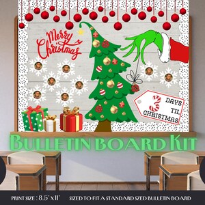 Bulletin Board Kit | Christmas Board | Candy Cane | Ornament Student Photo Activity | Grinch ...