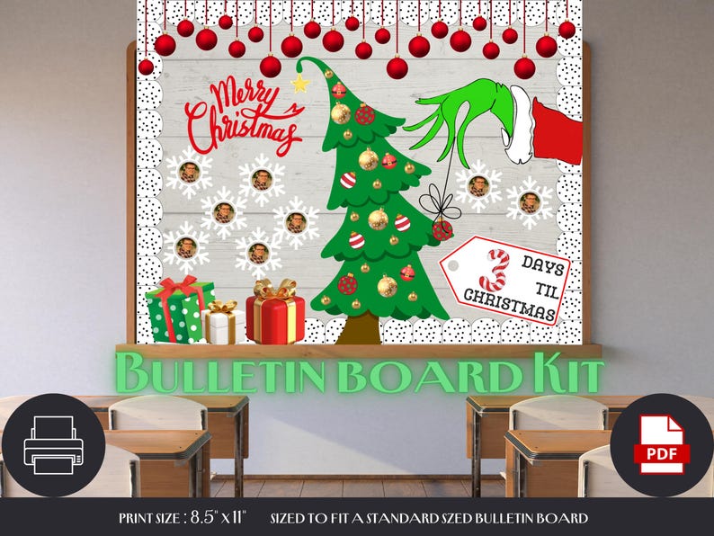 Bulletin Board Kit | Christmas Board | Candy Cane | Ornament Student ...
