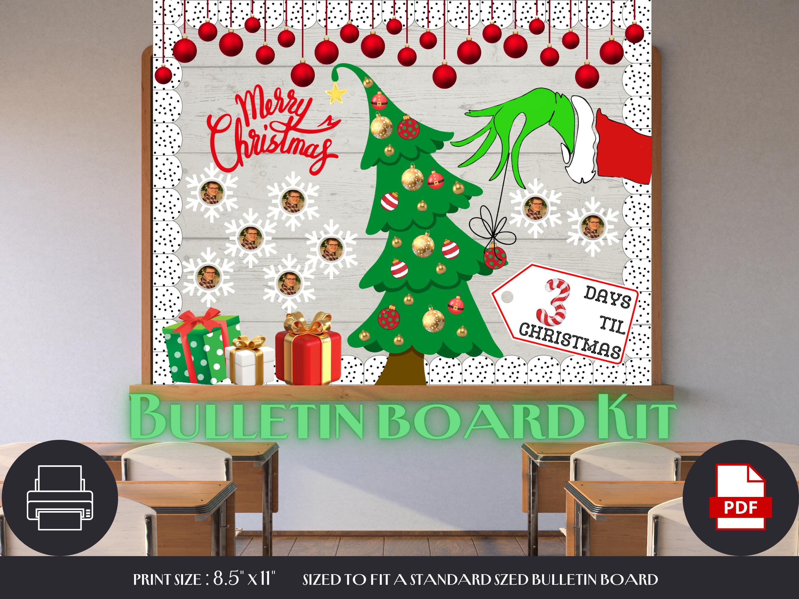 Bulletin Board Kit | Christmas Board | Candy Cane | Ornament Student ...