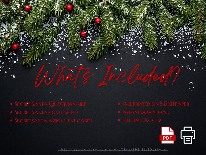 Secret Santa Questionnaire | Office Party | Gift Exchange | Printable ...