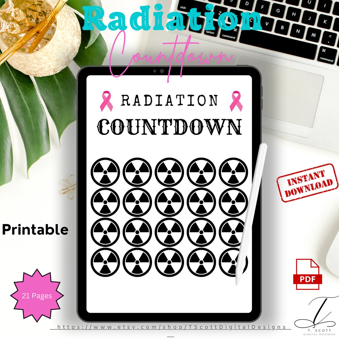 Breast Cancer Radiation Countdown Tracker: Inspirational Gift (digital ...