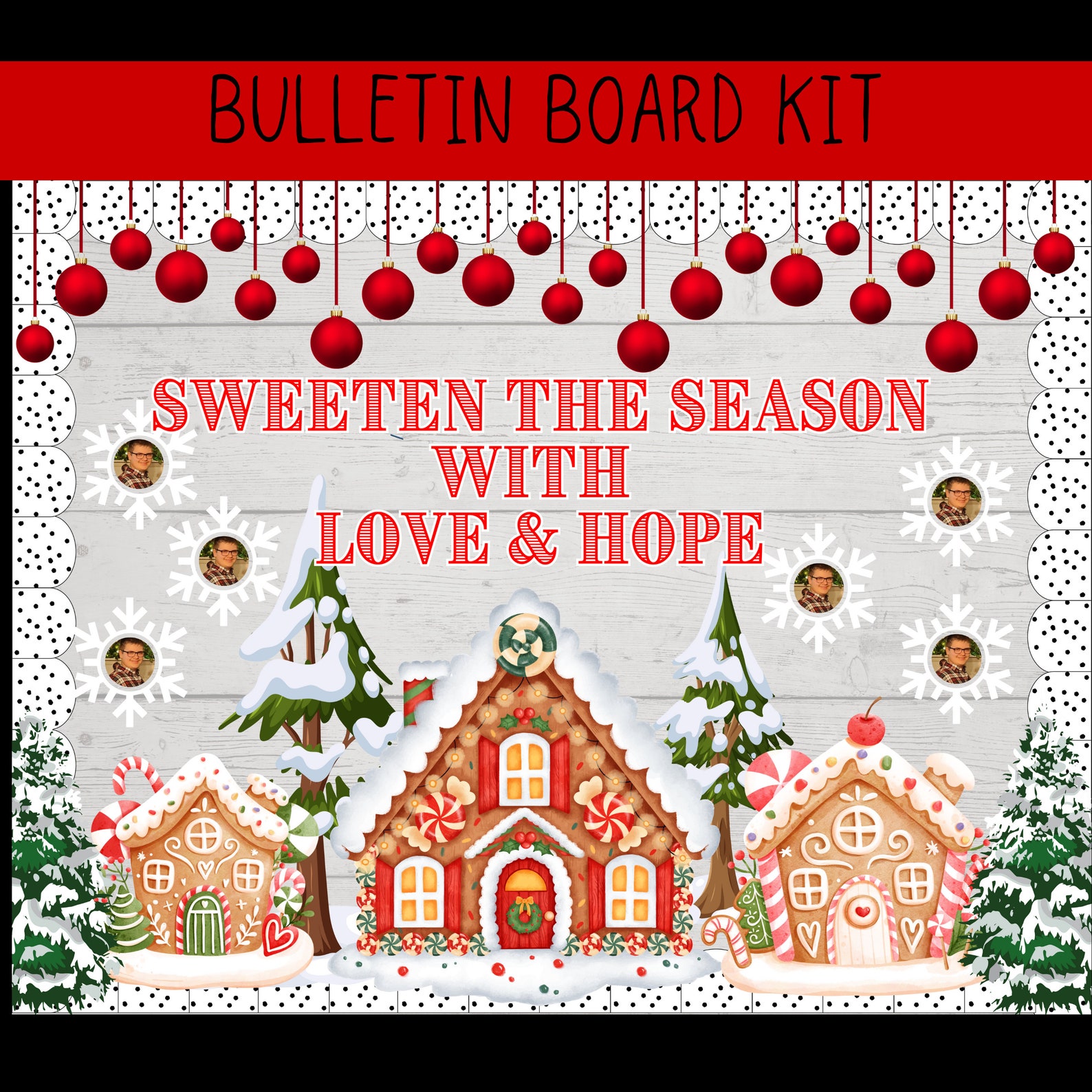Gingerbread Classroom Bulletin Board Kit: Christmas Decor (printable ...
