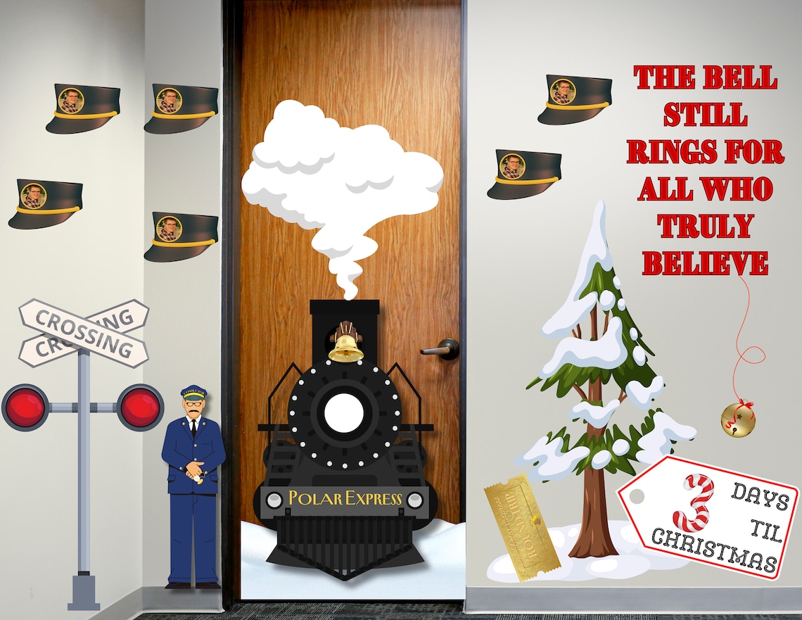 Bulletin Board Kit Christmas Board Jingle Bell Train Hat Student Photo ...