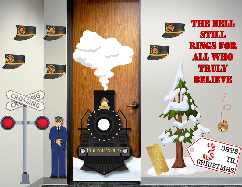 Bulletin Board Kit Christmas Board Jingle Bell Train Hat Student Photo ...
