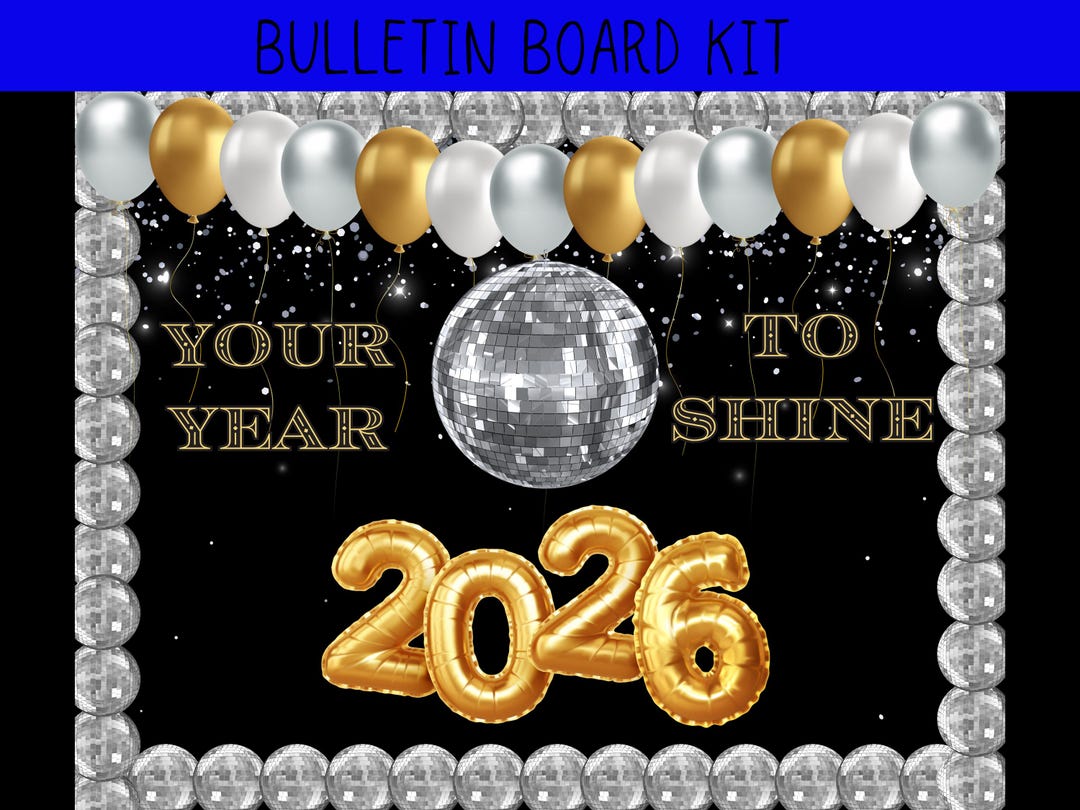 2026 New Year Disco Ball Bulletin Board Kit: Student Photo Activity ...