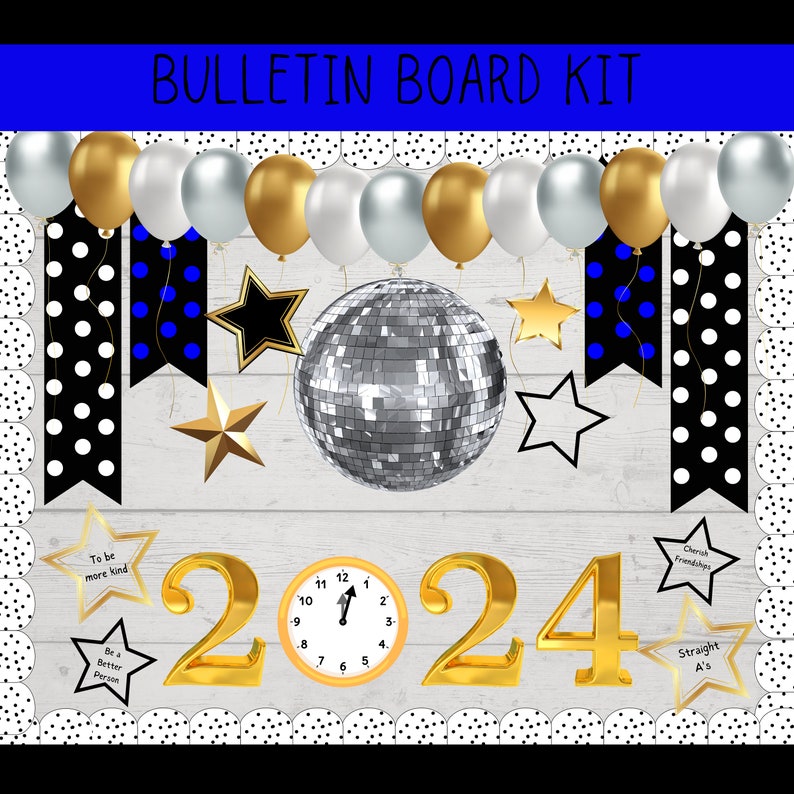 Bulletin Board Kit | 2024 New Years | Student Photo Activity | Disco ...