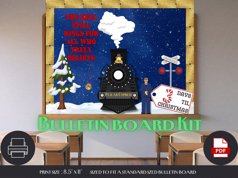 Bulletin Board Kit | Christmas Board | Jingle Bell | Train Hat Student ...