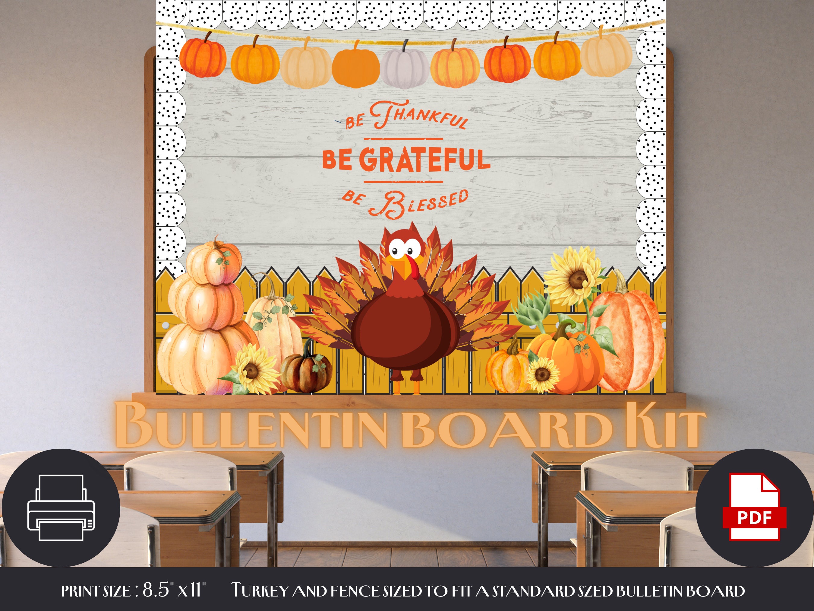Fall Thanksgiving Bulletin Board Kit: Turkey Student Photo Activity ...