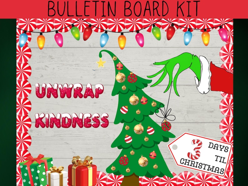 Bulletin Board Kit | Christmas Board | Candy Cane | Ornament Student ...