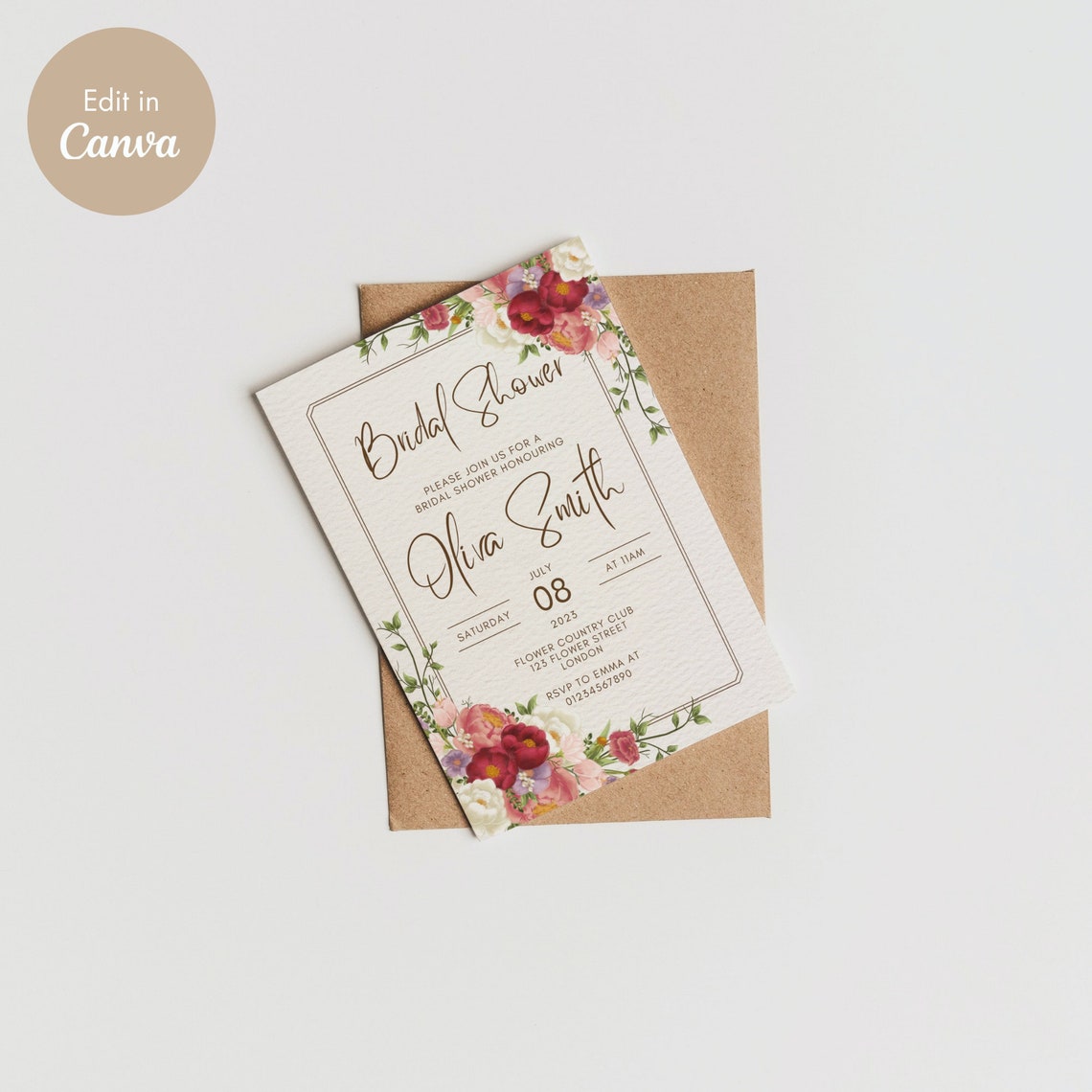 Classic Floral Bridal Shower Invitation Bridal Shower - Etsy