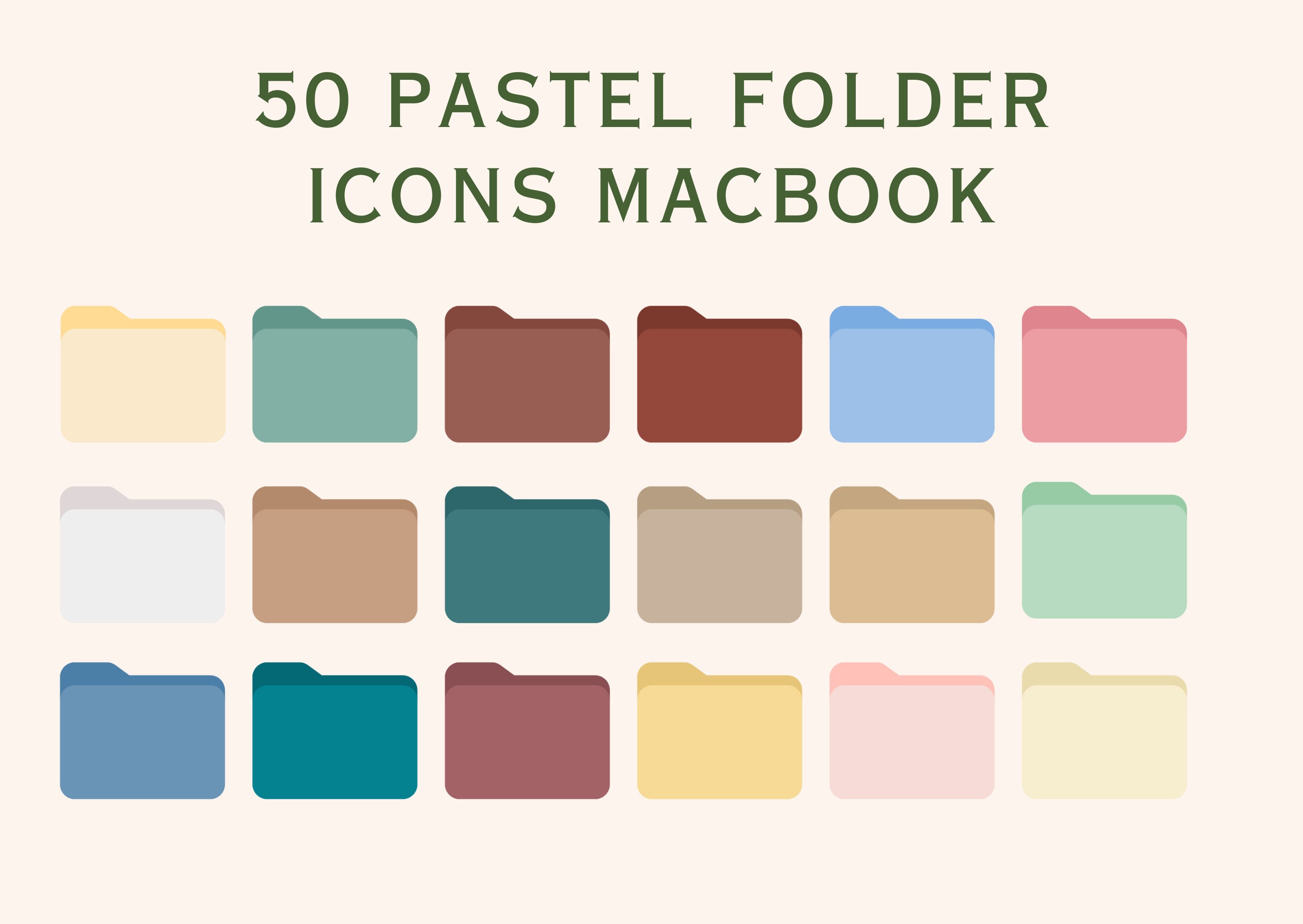 50 Pastel MacBook Folder Icons | Folder Icons Pack | Instant Download ...