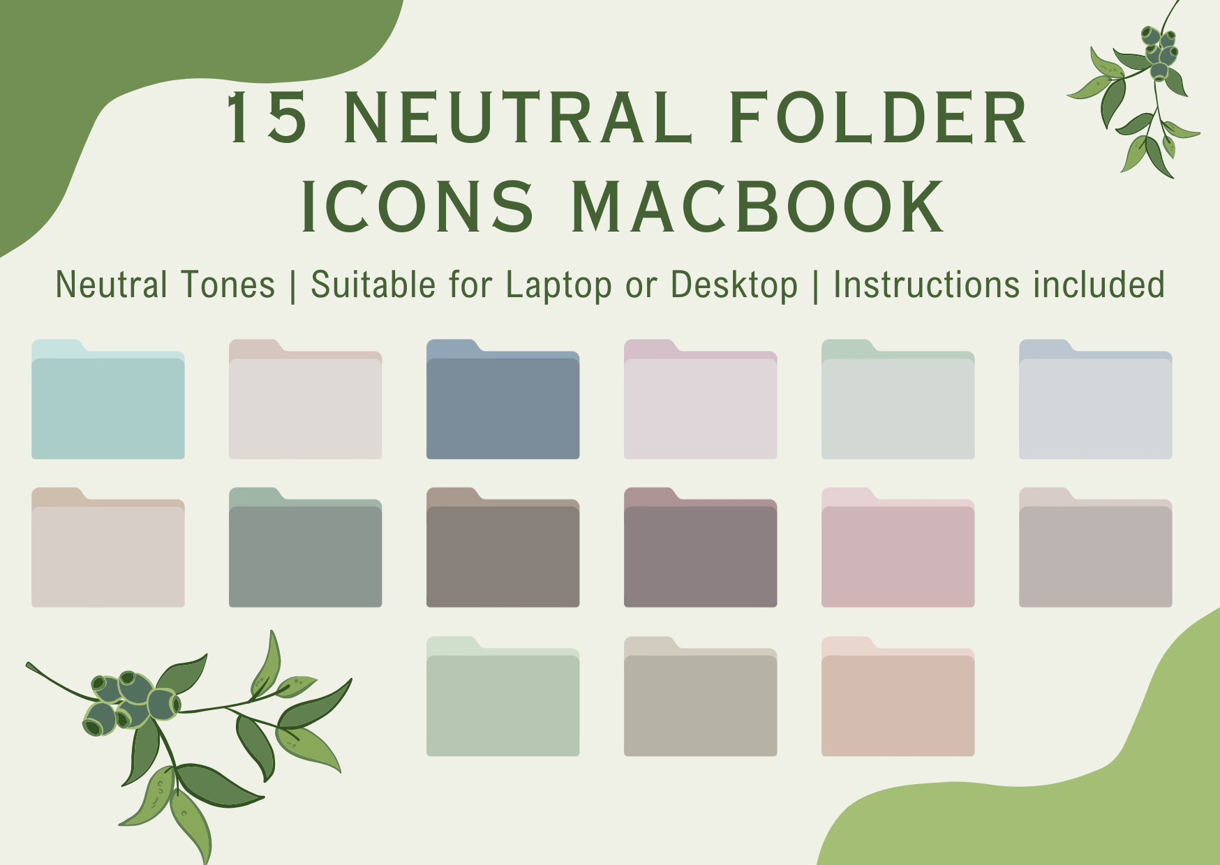15 Neutral Colours MacBook Folder Icons | Folder Icons Pack | Instant ...