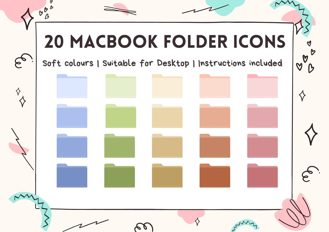 20 Soft Colours MacBook Folder Icons | Folder Icons Pack | Instant ...